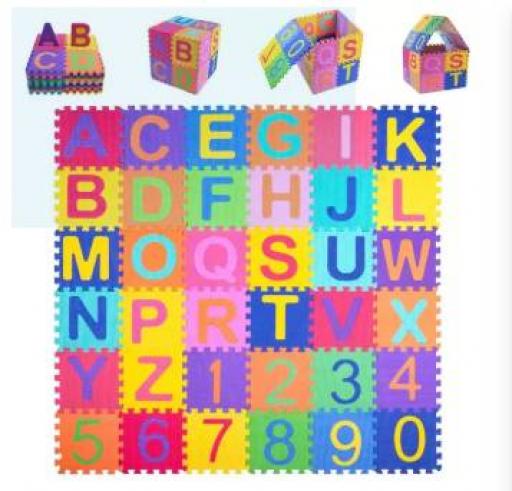 ABC Toy Block Mat Alphabets And Numbers Early Learning (36 Pieces 6 x